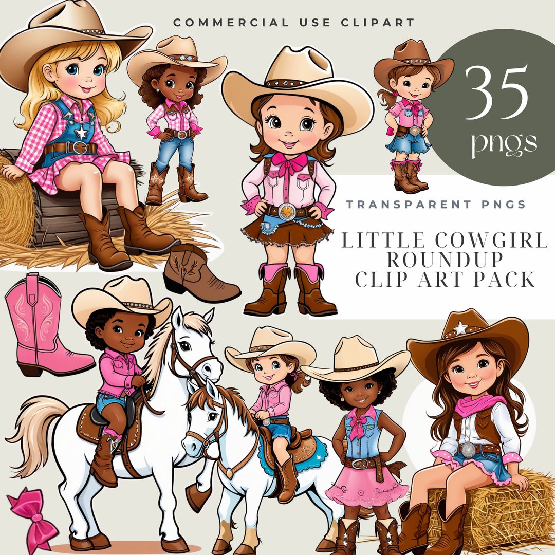 Cute Cowgirl Clipart, Pink Cowgirl PNG, Baby Girl Cow Girl Clipart ...