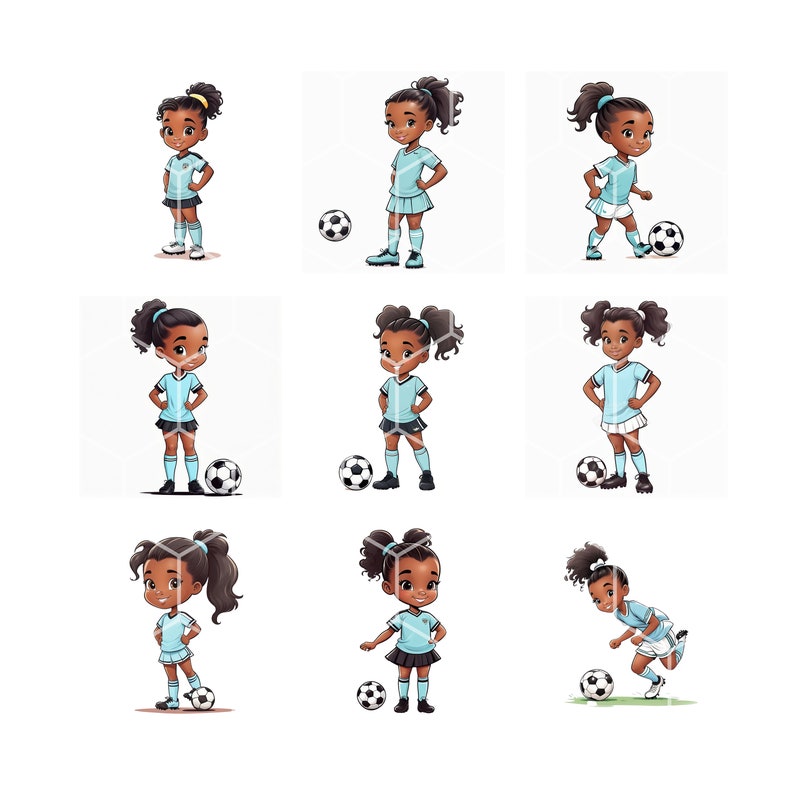 Soccer Girl Clipart |black Girls Soccer Player | Multicultural Png ...