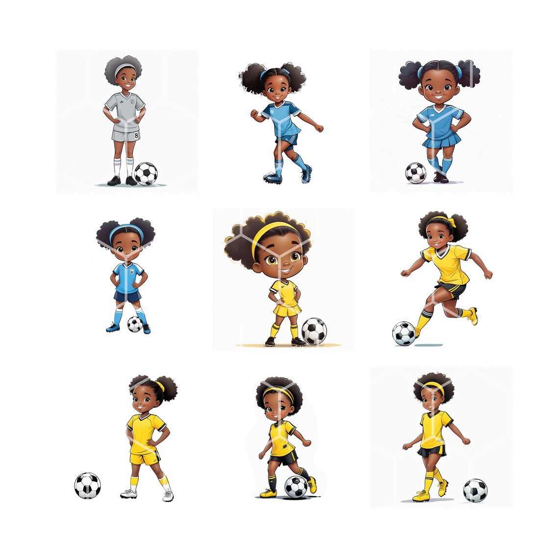 Soccer Girl Clipart |black Girls Soccer Player | Multicultural Png ...