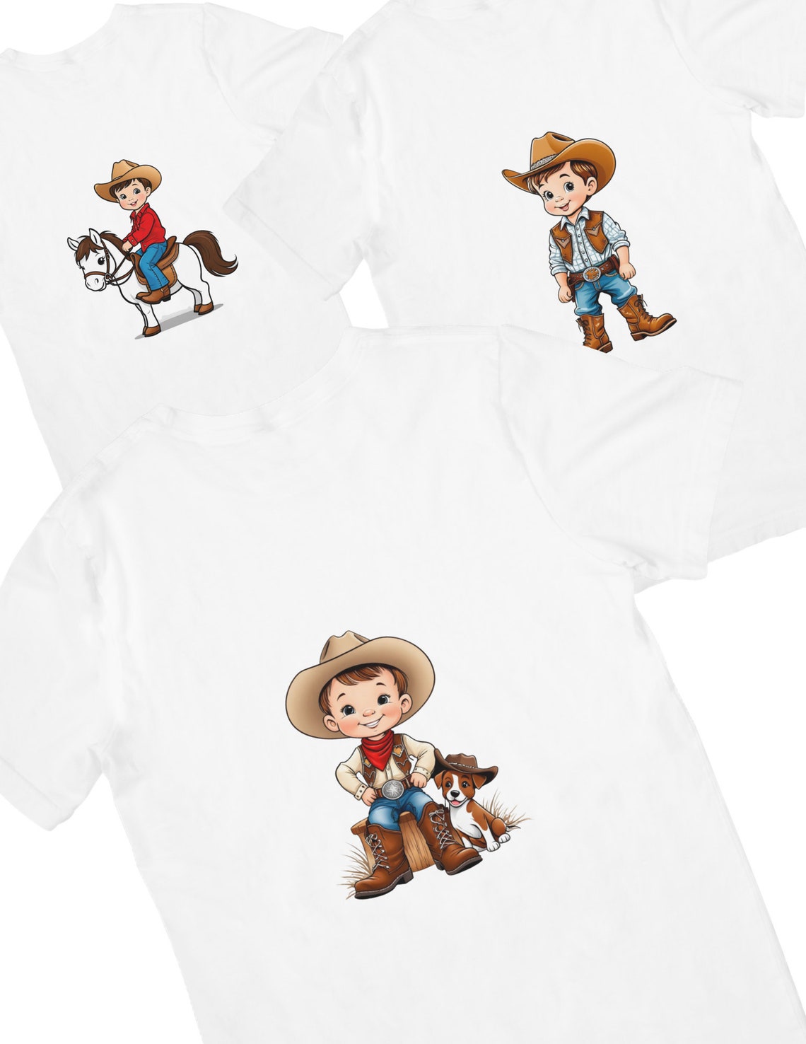 Baby Cowboy Watercolor Clipart Bundle, Boy With Horse Sublimation PNG ...