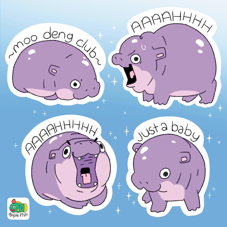 Moo Deng Sticker Sheet - Etsy