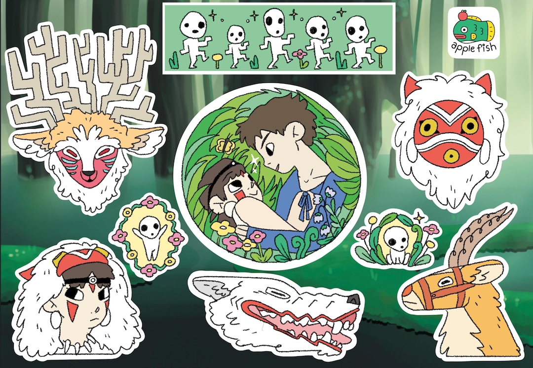 Princess Mononoke Ghibli Sticker Sheet - Etsy