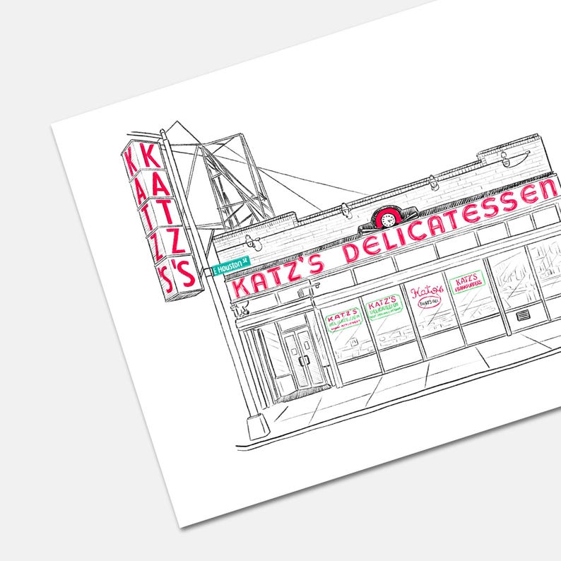Katz's Deli Print | Line Art Print | New York City Illustration | NYC ...