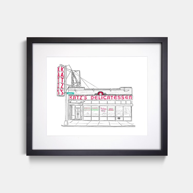 Katz's Deli Print | Line Art Print | New York City Illustration | NYC ...