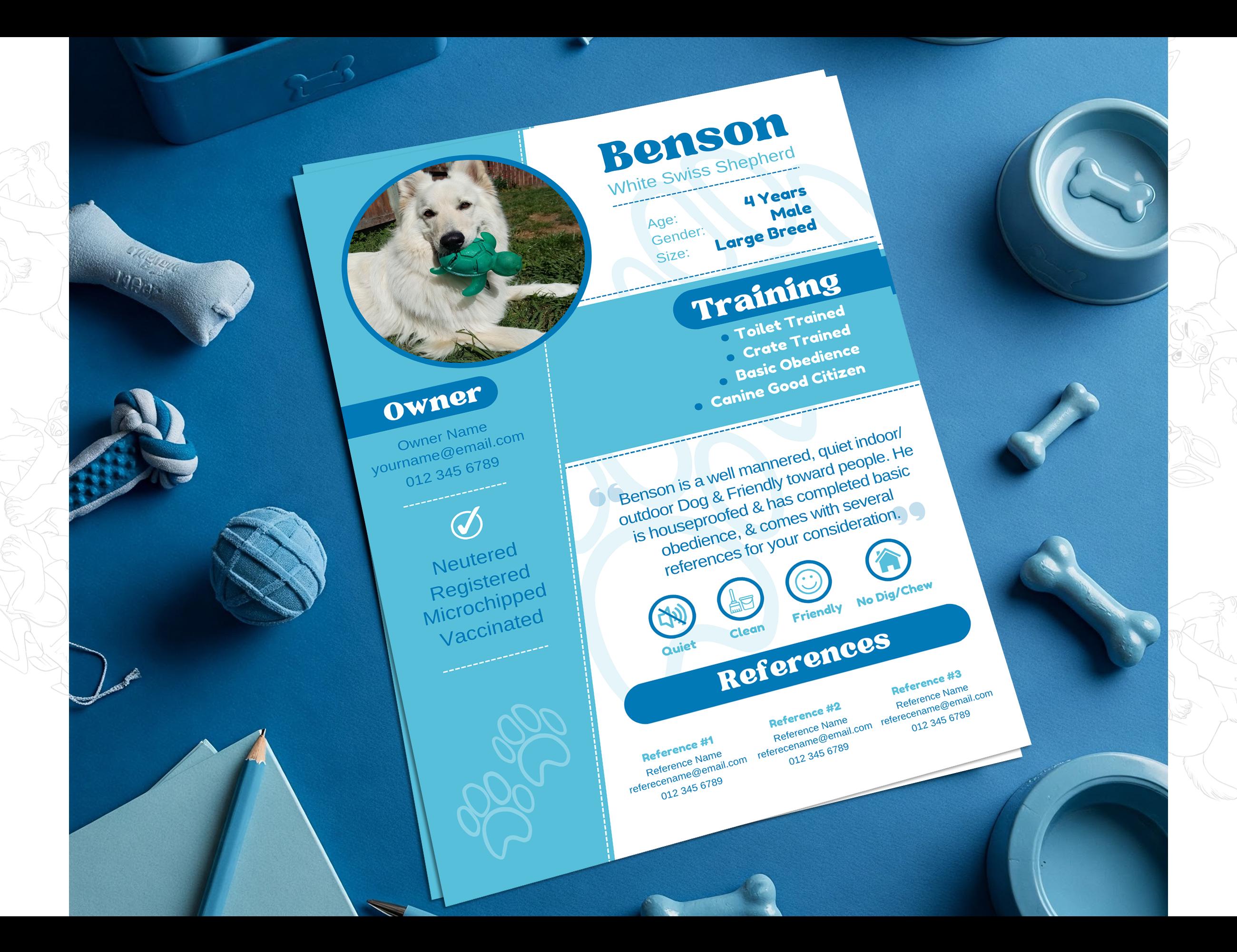 Editable Pet Profile Template – Professional Pet Resume for Canva ...