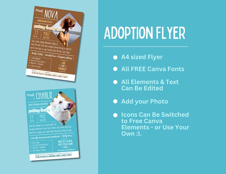 Minimalist A4 Dog Adoption Flyer Template - Modern & Easy Edit | Canva ...