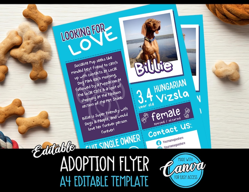 Printable Dog Adoption Flyer Template – Customizable Canva Design for ...