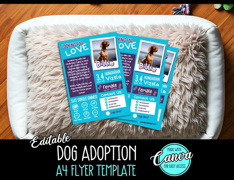 Printable Dog Adoption Flyer Template – Customizable Canva Design for ...