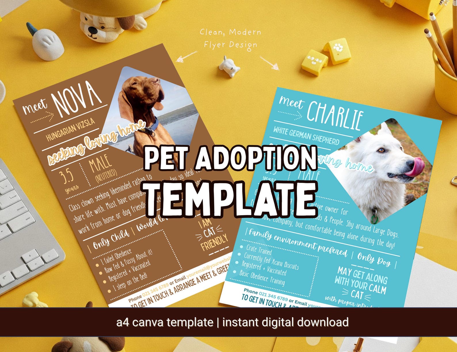 Minimalist A4 Dog Adoption Flyer Template - Modern & Easy Edit | Canva ...