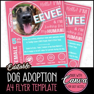 DIY A4 Dog Adoption Flyer Canva Template Fully Customizable for ...