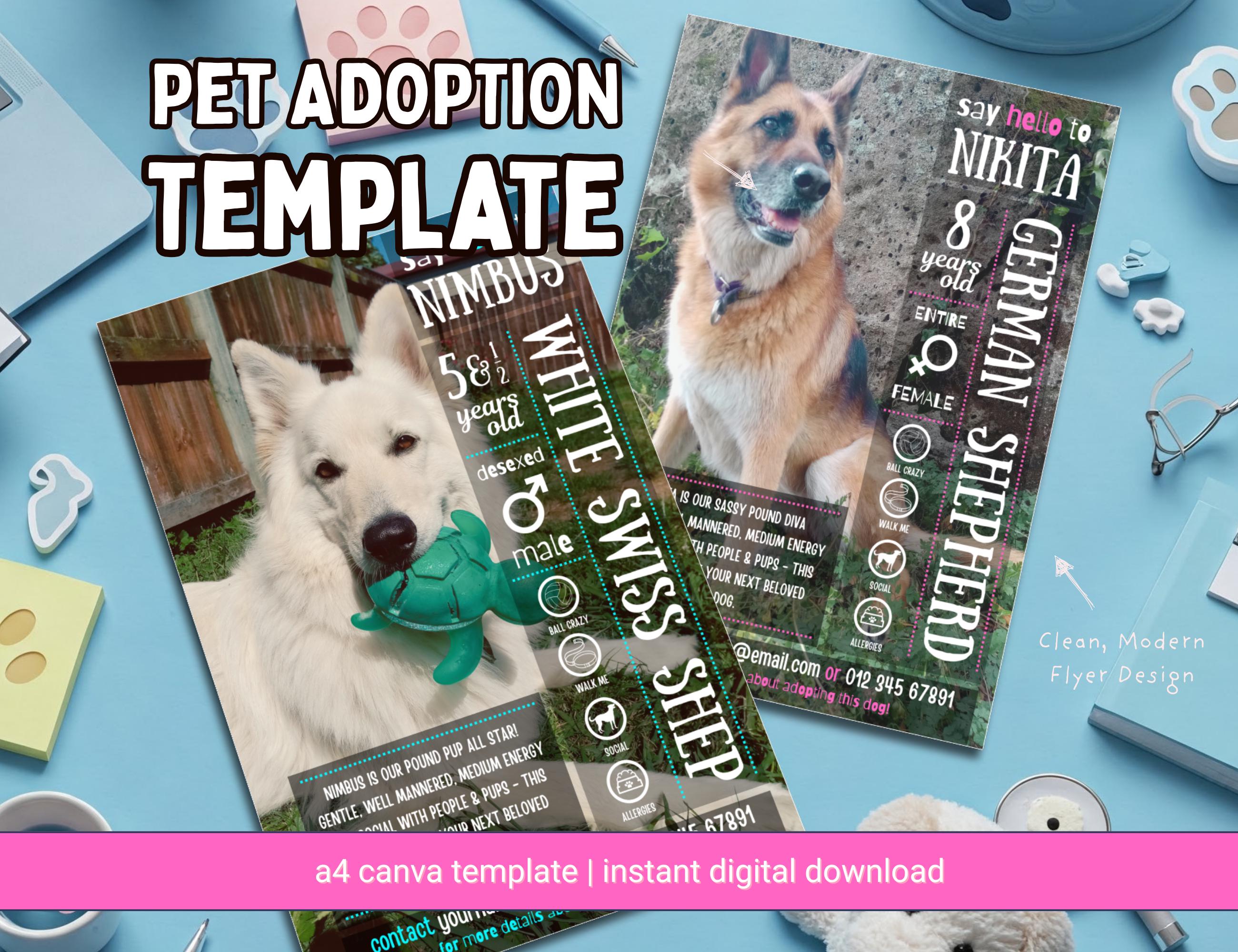 Dog Adoption Flyer Template | Canva Dog Rescue Poster | Printable Pet ...