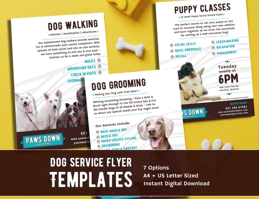 Pet Business Flyer Template | Dog Walker, Groomer & Trainer Flyers ...
