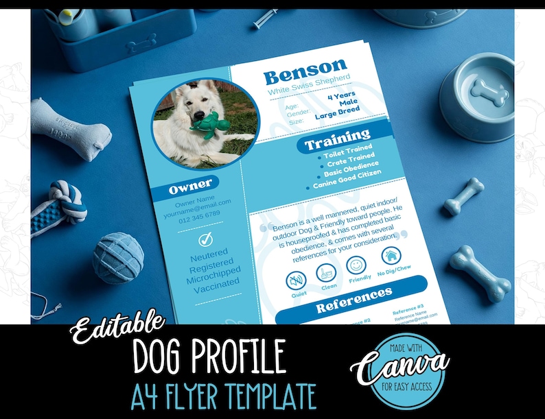 Editable Pet Profile Template – Professional Pet Resume for Canva ...