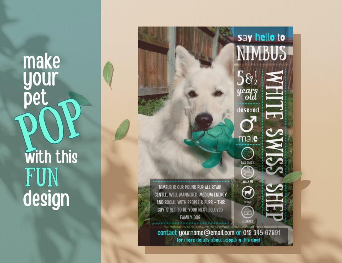Dog Adoption Flyer Template | Canva Dog Rescue Poster | Printable Pet ...