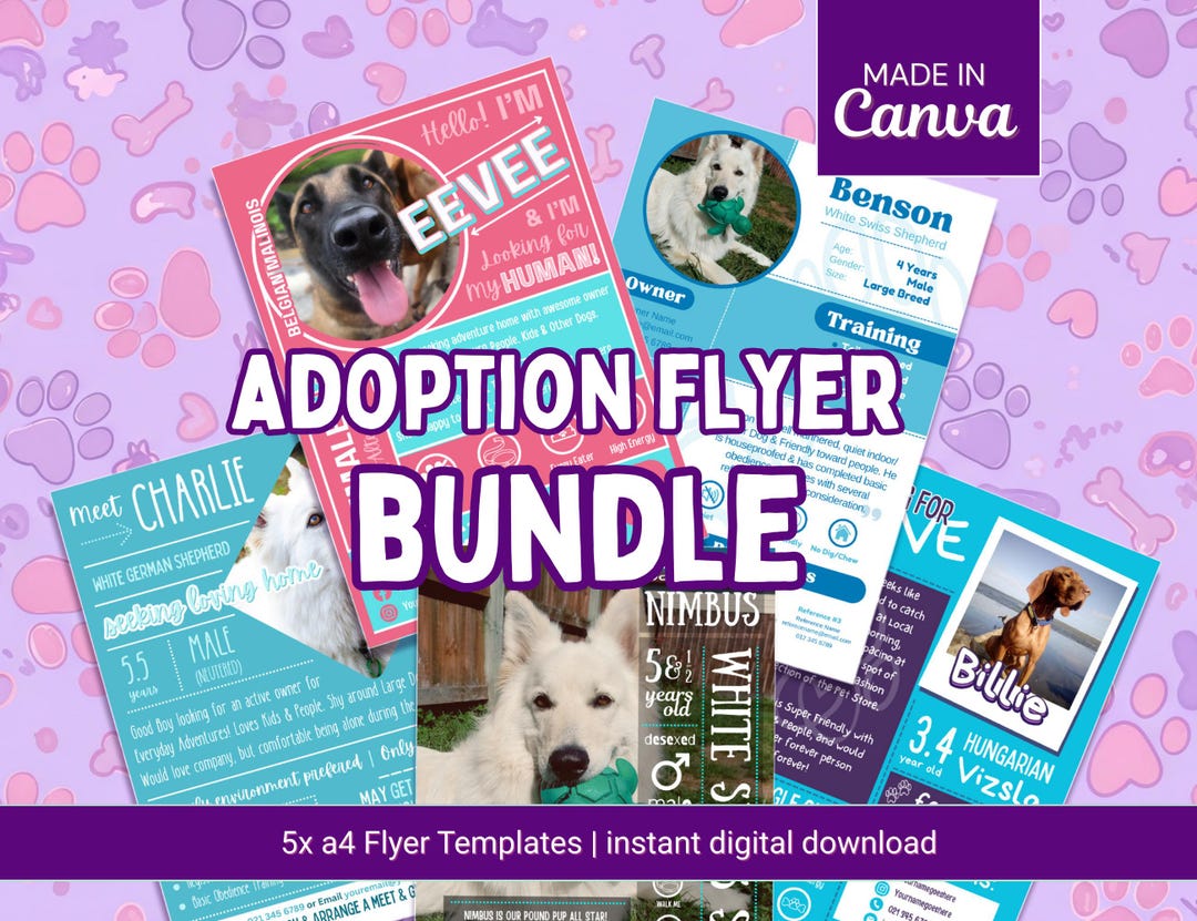 Pet Adoption Flyer Templates: Rescue & Shelter Canva Designs (digital ...