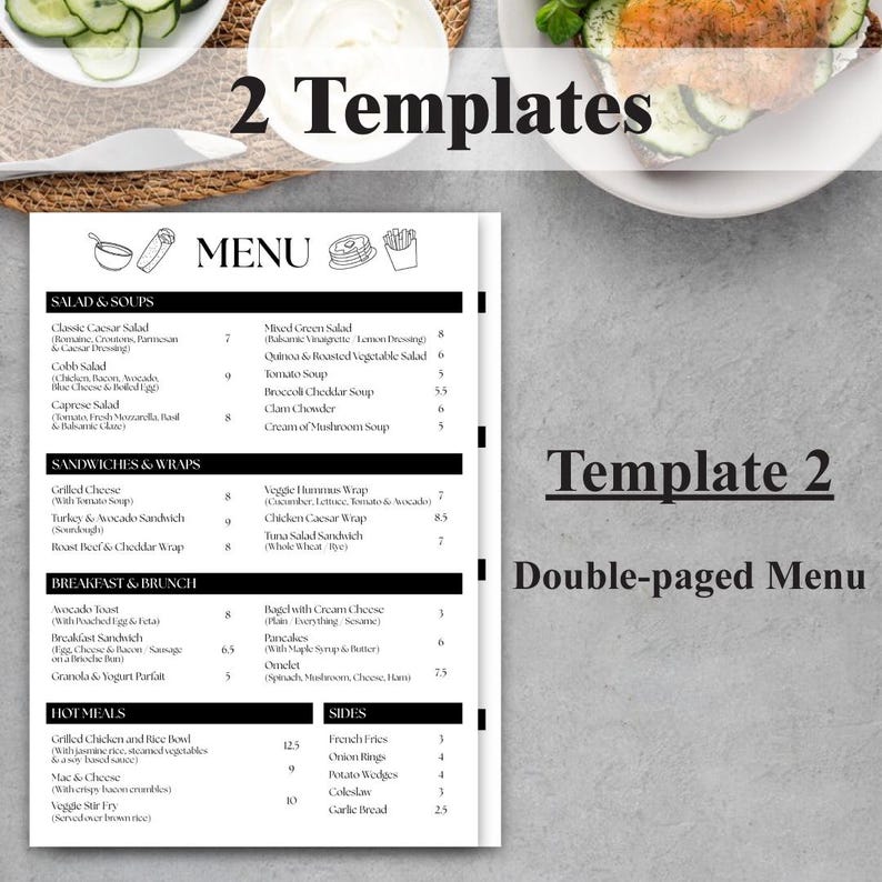 Minimal Black and White Cafe Menu Template (editable on Canva) - Etsy