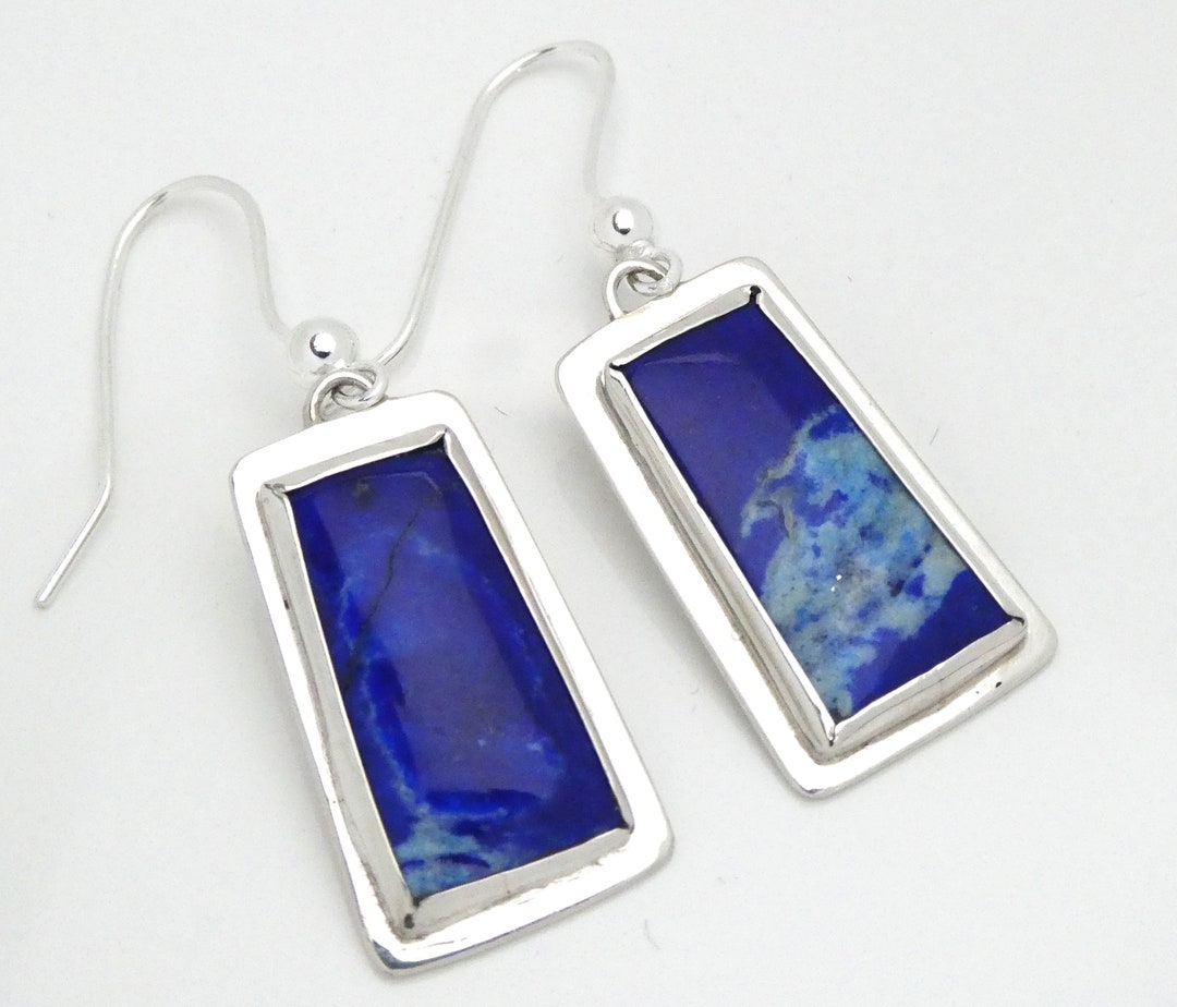 Lapis Lazuli Drops on Fishhook Wire Earrings. - Etsy