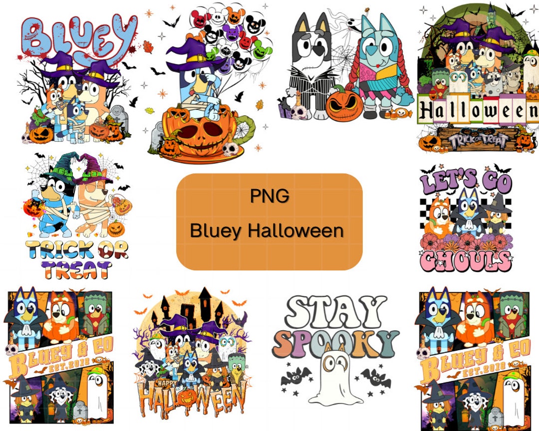 Bluey Halloween PNG Bundle Bluey & Bingo Characters Horror Character ...