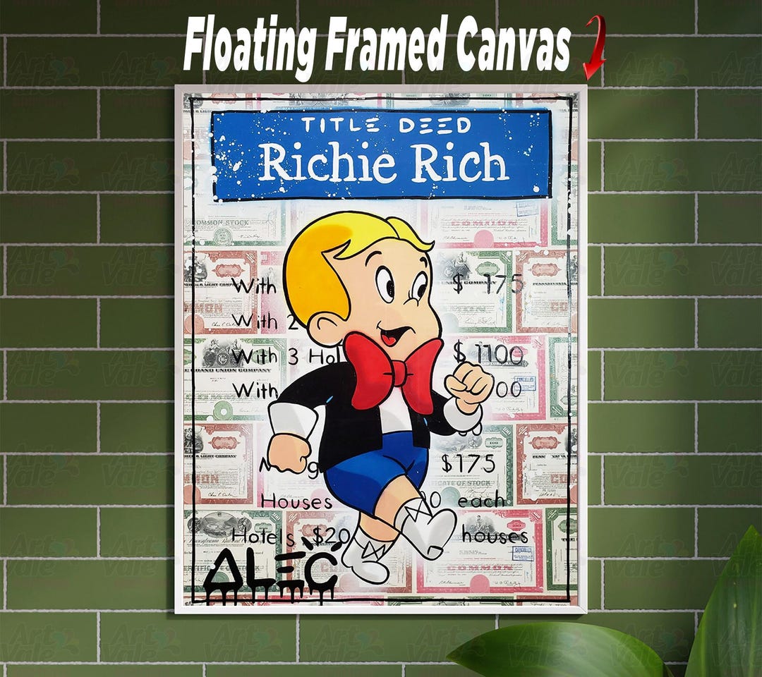 Alec Monopoly Richie Rich Walking Canvas Wrap Home Wall Decor UV ...