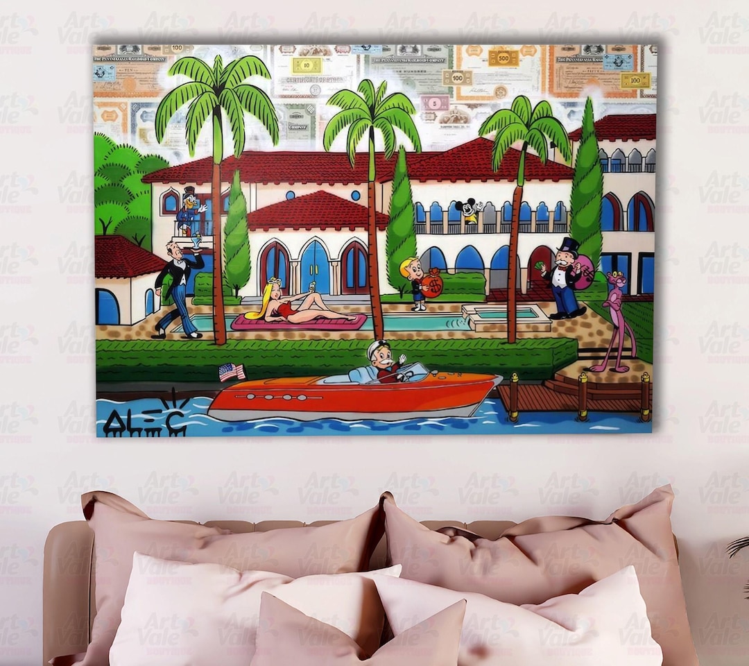 Alec Monopoly Miami Mansion Canvas Wrap Floating Framed Canvas UV ...
