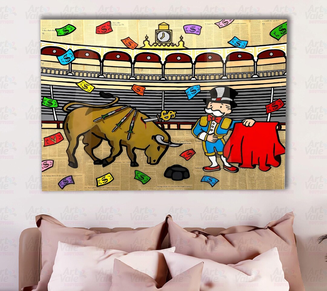 Alec Monopoly Bull Fighter Canvas Wrap Home Wall Decor UV Printed ...