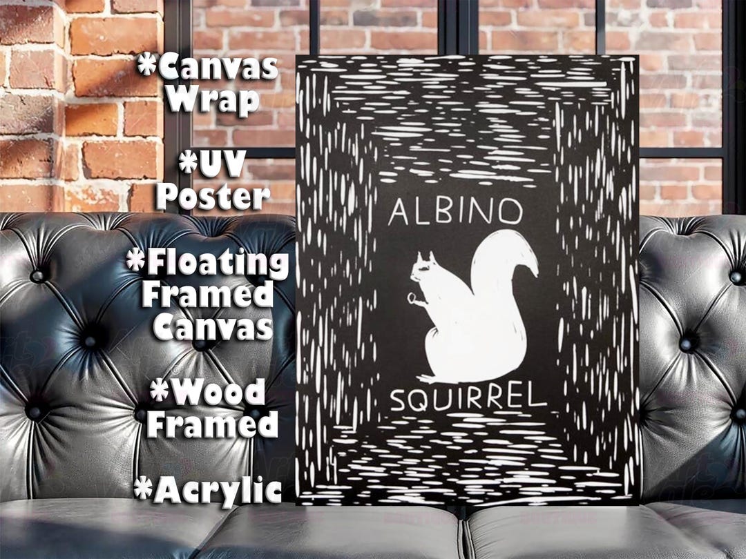 Albino Squirrel David Shrigley Canvas Wrap Home Wall Decor UV Printed ...