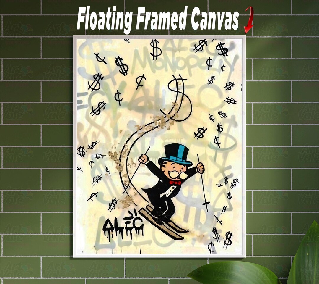 Alec Monopoly Cash Skiing Canvas Wrap Home Wall Decor UV Printed Poster ...