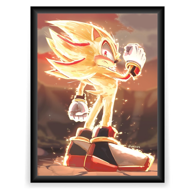 Super Shadow Poster, Game Print, Artwork, Wall Art, Shadow the Hedgehog ...