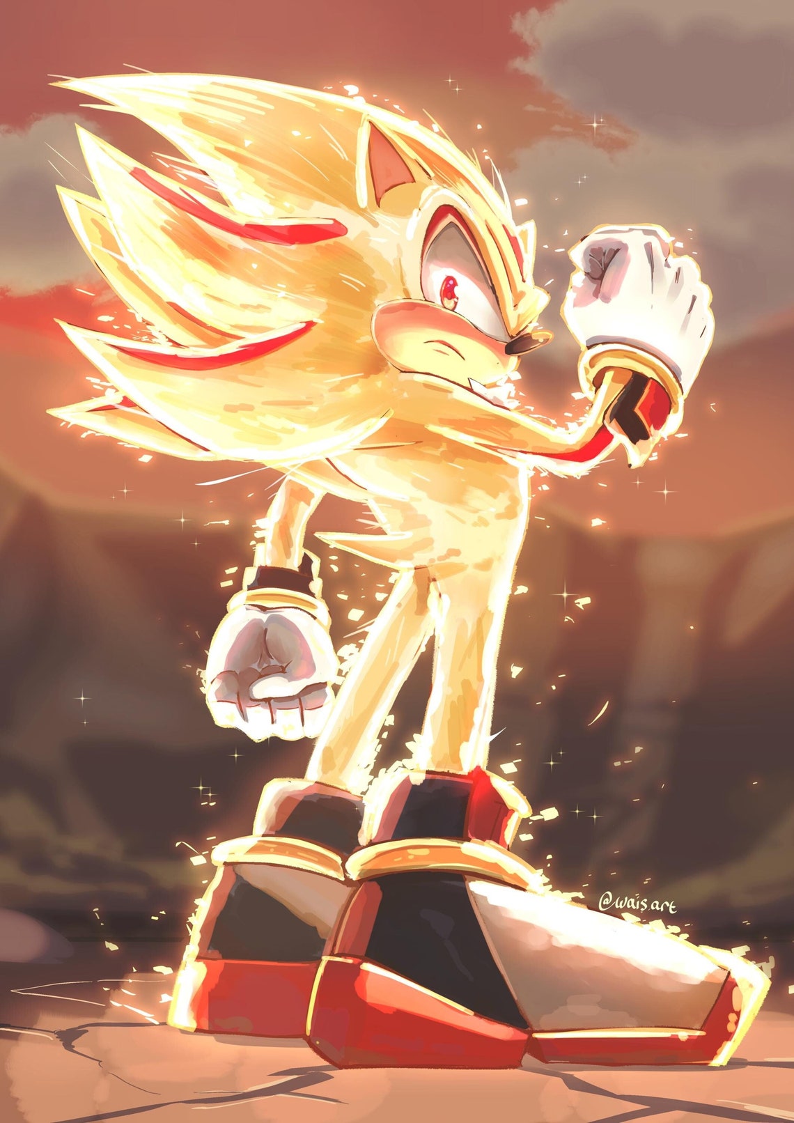 Super Shadow Poster, Game Print, Artwork, Wall Art, Shadow the Hedgehog ...