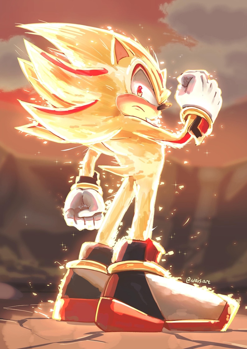 Super Shadow Poster, Game Print, Artwork, Wall Art, Shadow the Hedgehog ...