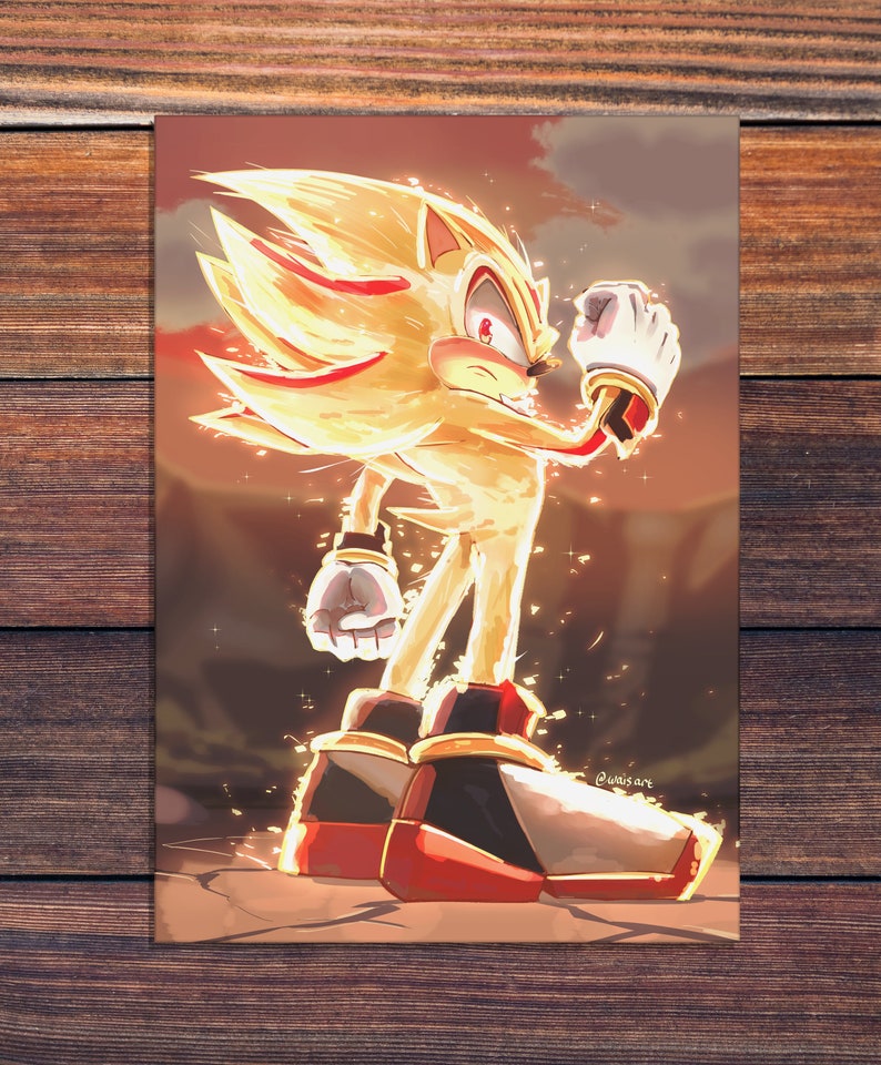 Super Shadow Poster, Game Print, Artwork, Wall Art, Shadow the Hedgehog ...