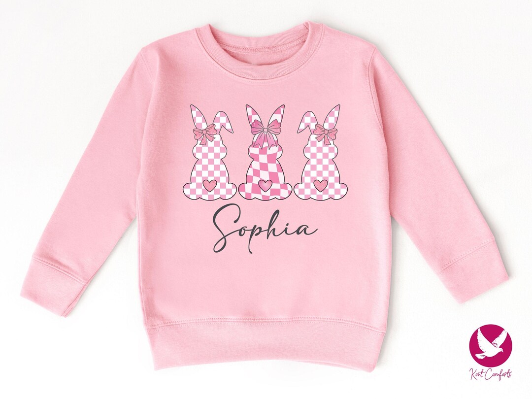 Custom Girls Easter Bunny Sweatshirt, Easter Gift for Girls, Girly ...