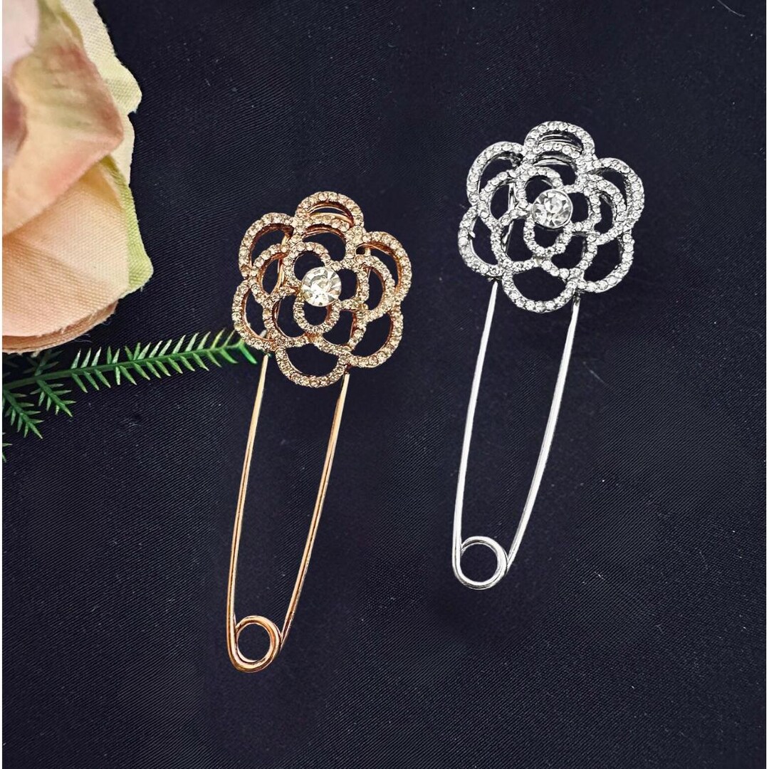 Rose Rhinestone Safety Pin Brooch | Wedding Bouquet Photo Charm - Etsy