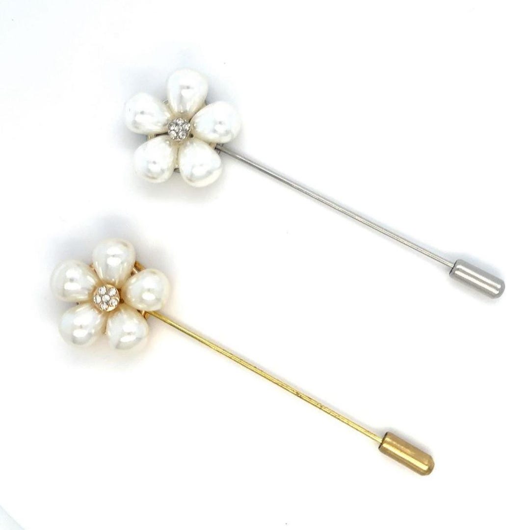 Vintage-inspired Pearl Flower Brooch | Pin for Wedding Bouquets, Lapels ...