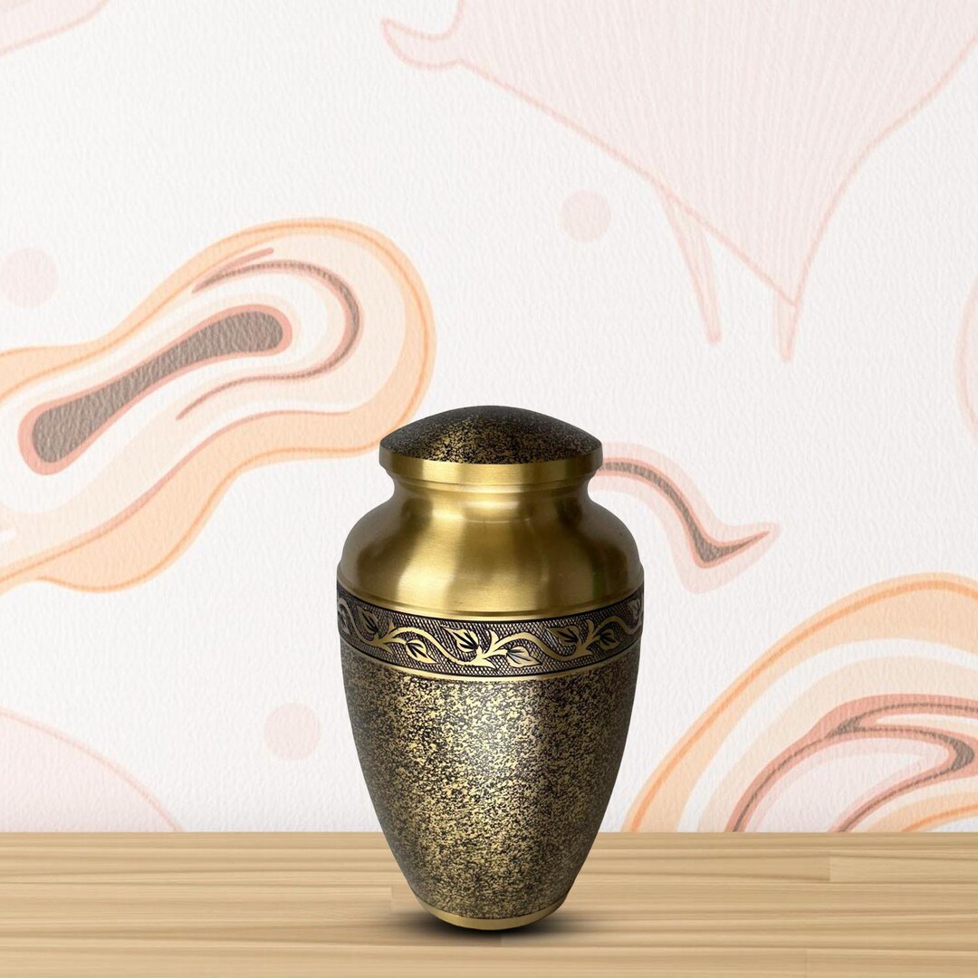 Handcrafted Solid Brass Urn: Golden Floral Keepsake - Etsy