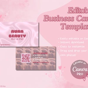 Cute Pink Business Card, Printable Personalized Design, Aesthetic ...
