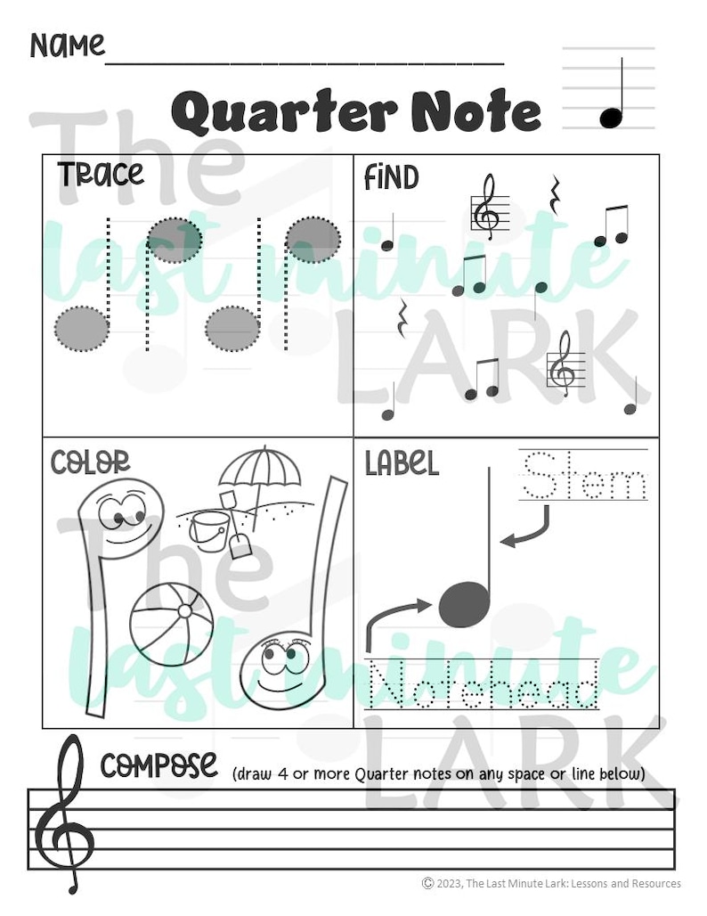 NO PREP!! Digital K-2nd Music Notation Worksheets for School, Sub Tub ...
