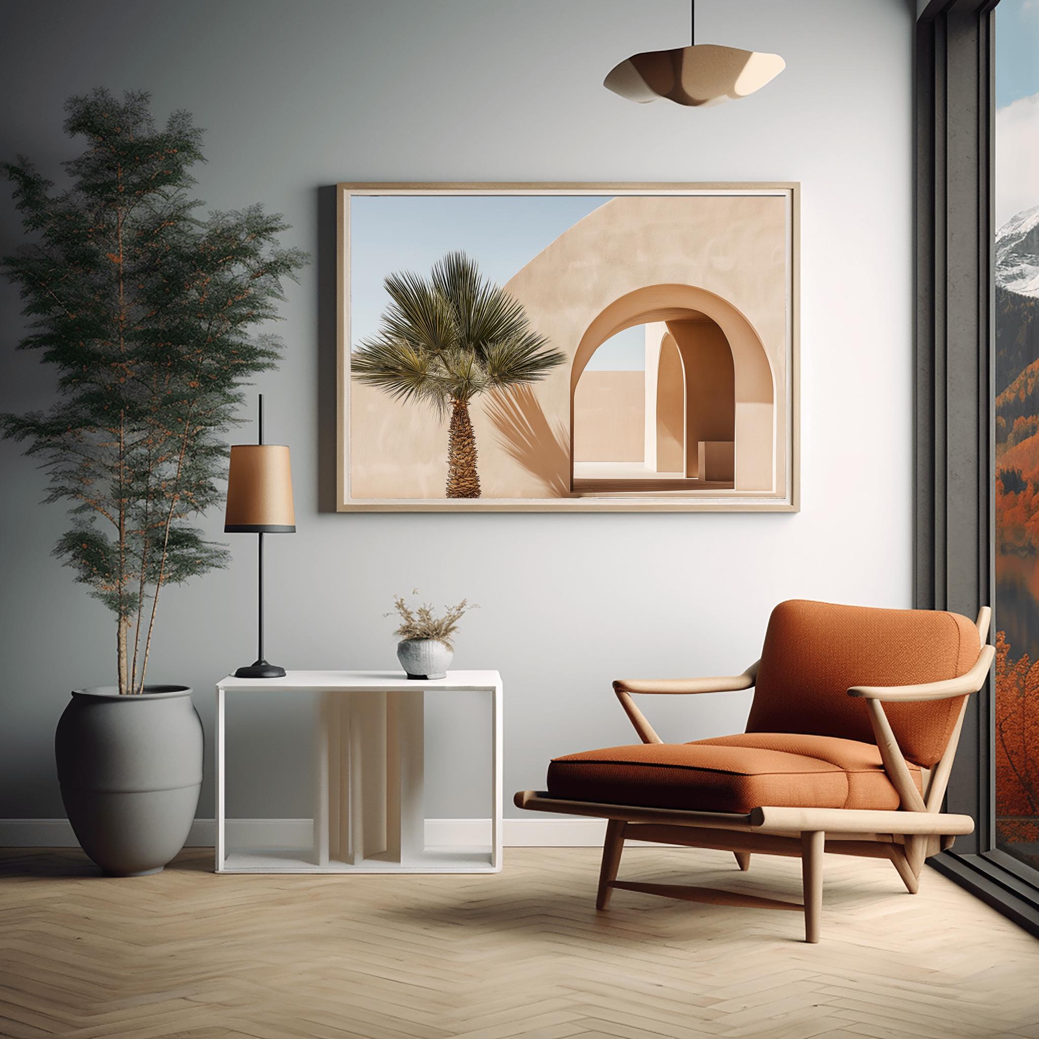 Minimalist Palm Tree Art Print, Desert Oasis Architecture (digital ...