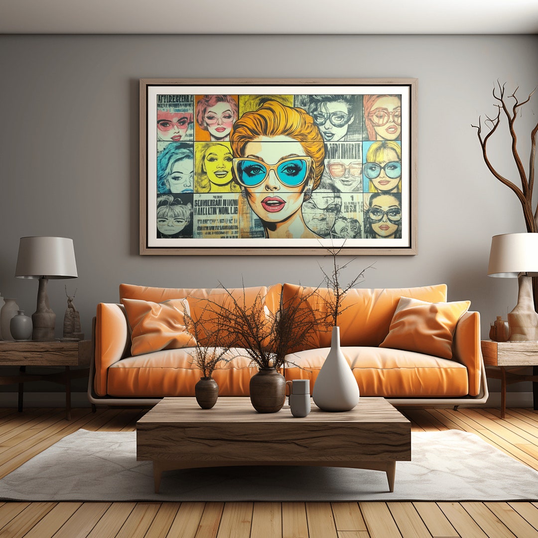 Vintage Pop Art Poster Printable Retro 1960s Style Portrait Print for ...