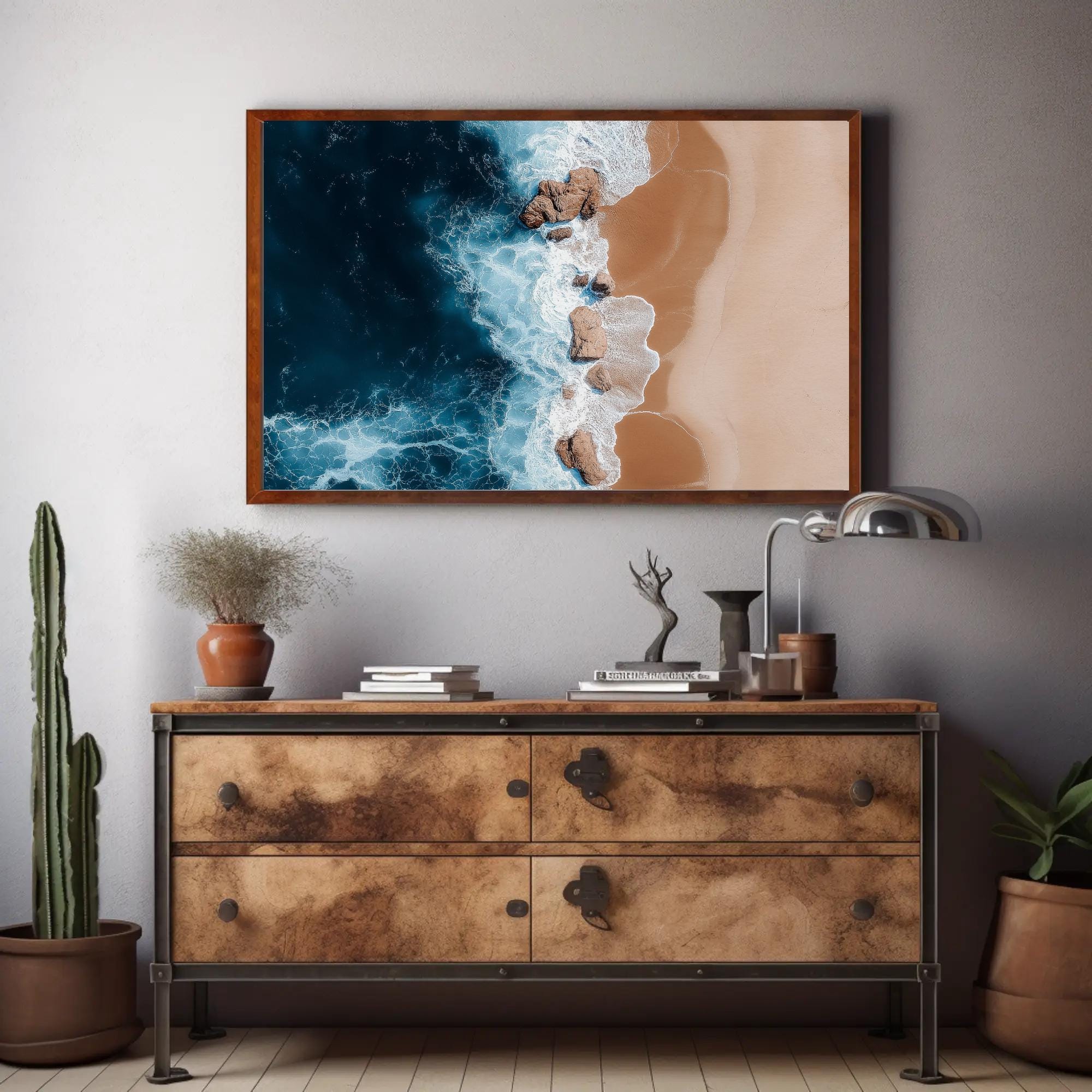 Aerial Coastal Printable Wall Art Ocean Meets Sand Digital Download ...