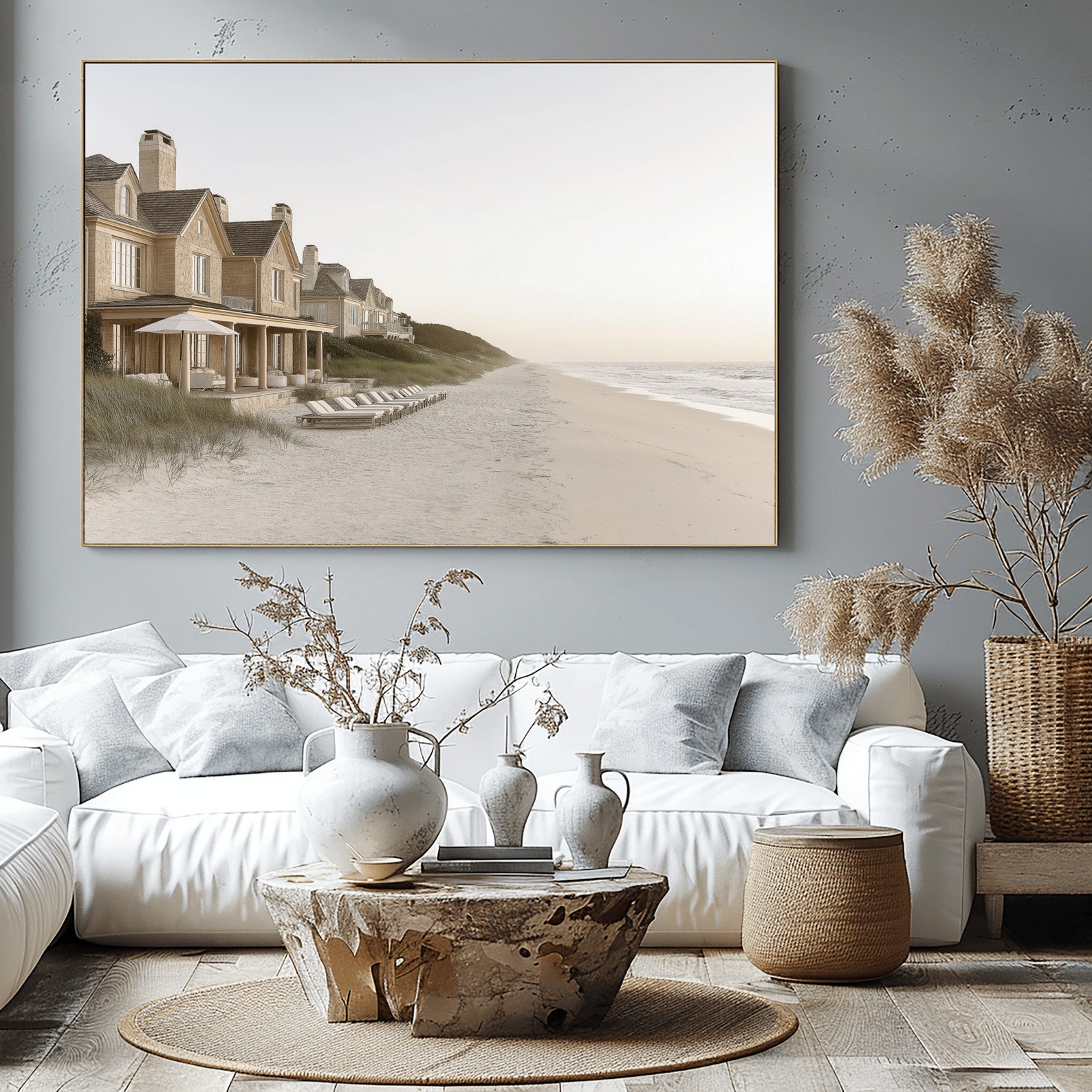 Hamptons Beach House Coastal Wall Art Summer Home Decor Sandy Shoreline ...