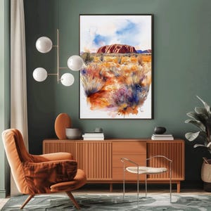 Uluru Watercolor Art Print Australian Outback Wall Decor Desert ...