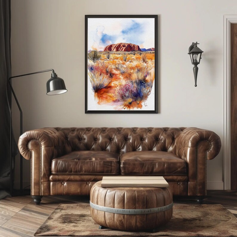 Uluru Watercolor Art Print Australian Outback Wall Decor Desert ...