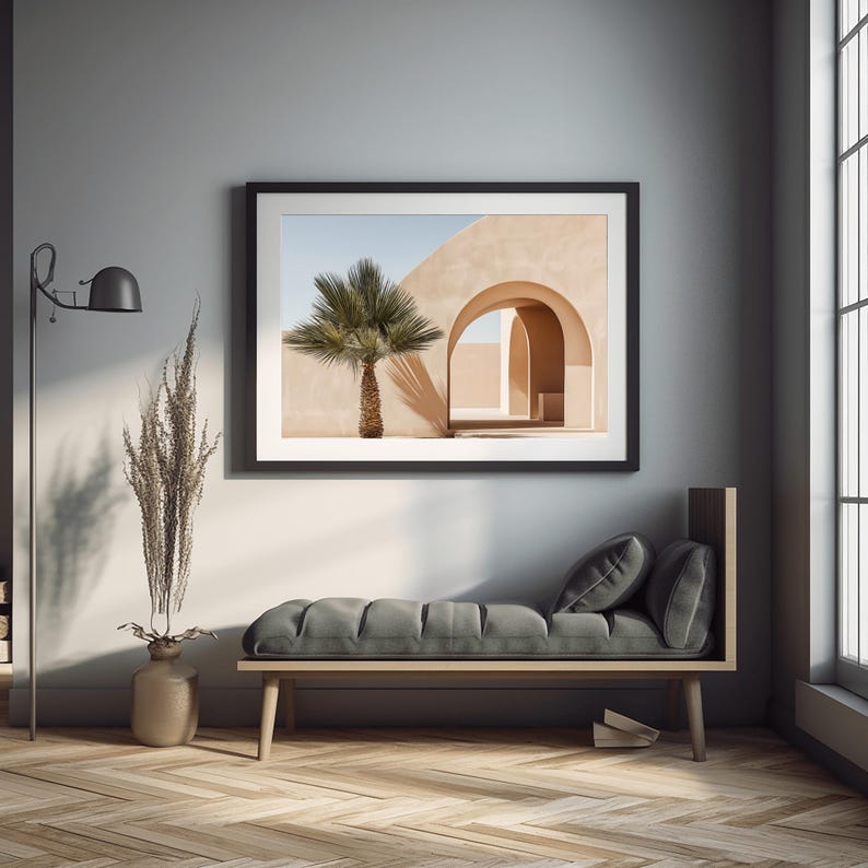 Palm Tree Wall Art Desert Oasis Minimalist Architecture Art Print ...