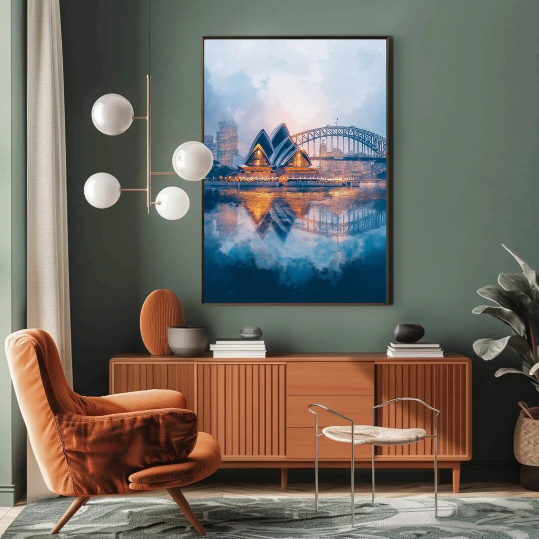Sydney Opera House and Harbour Bridge Print Iconic Australian Landmark ...