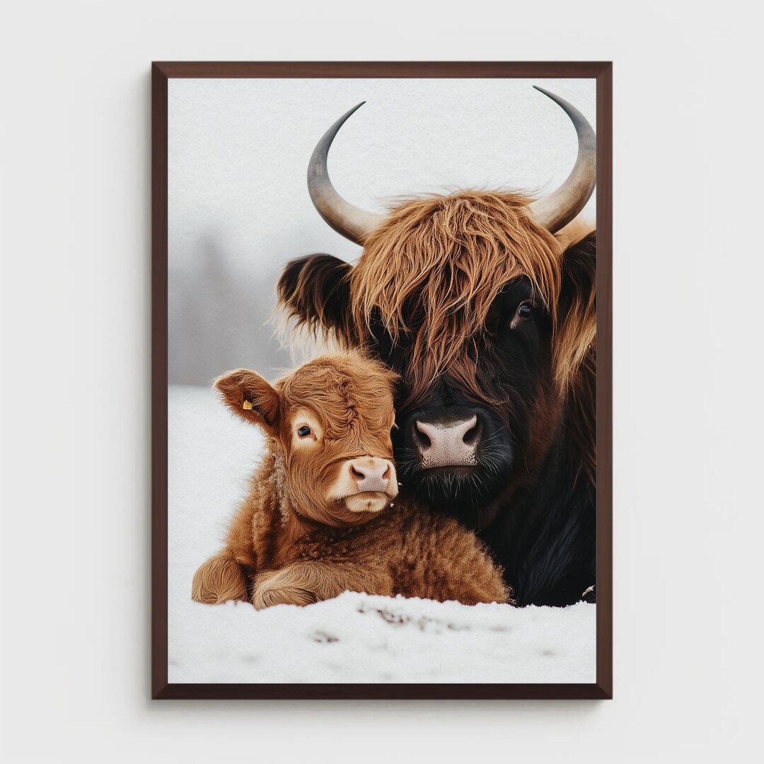 Highland Cow and Calf Print, Rustic Home Decor (digital Download) - Etsy