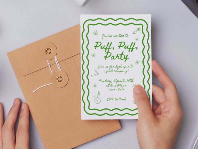 Weed-themed Party Invitation, Editable Birthday Invite (digital) - Etsy