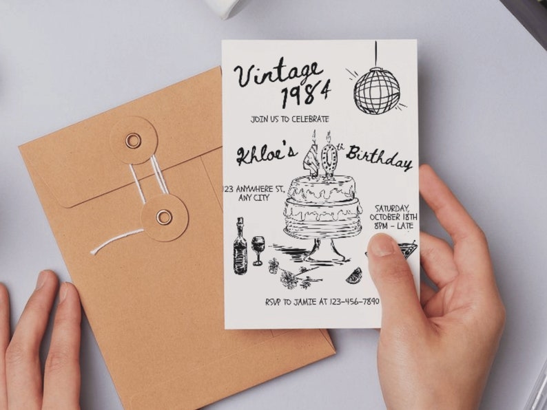 VINTAGE 1984 40th Birthday Party Invitation Editable Digital Download ...