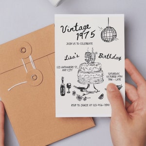 Vintage 1976 50th Birthday Invitation Template, Retro Party Invite ...