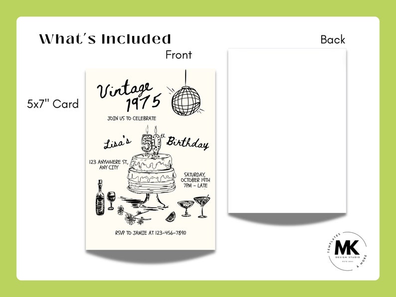 Vintage 1975 Birthday Invitation: Retro Canva Template (digital ...